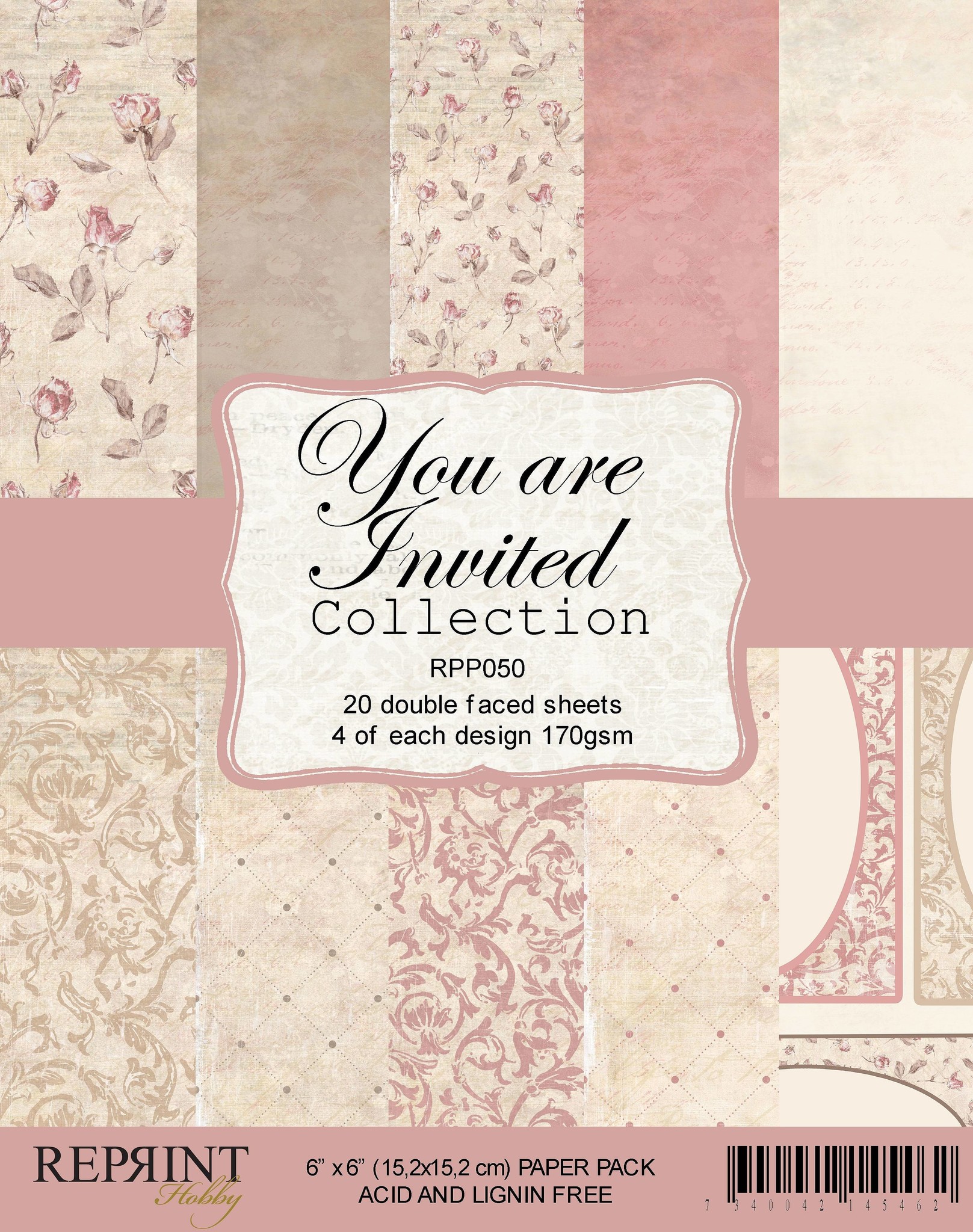 You are Invited Collection 6x6 Inch Paper Pack (RPP050) - Craftlines B.V.
