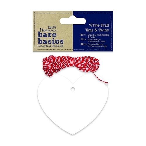Bare Basics White Kraft Tags & Twine Hearts (20pcs) (PMA 174307 ...
