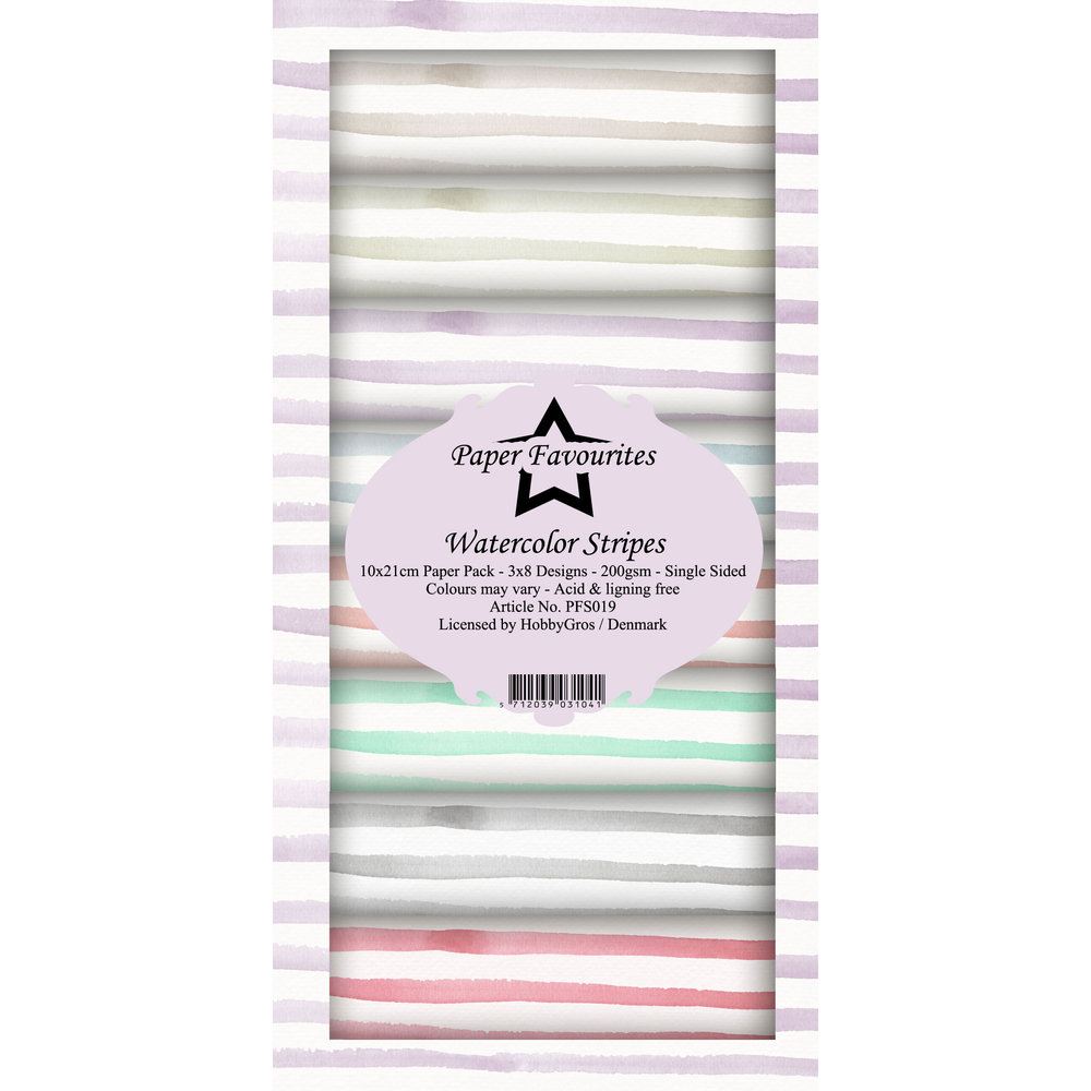 Watercolor Stripes Slim Paper Pack (PFS019) - Craftlines B.V.