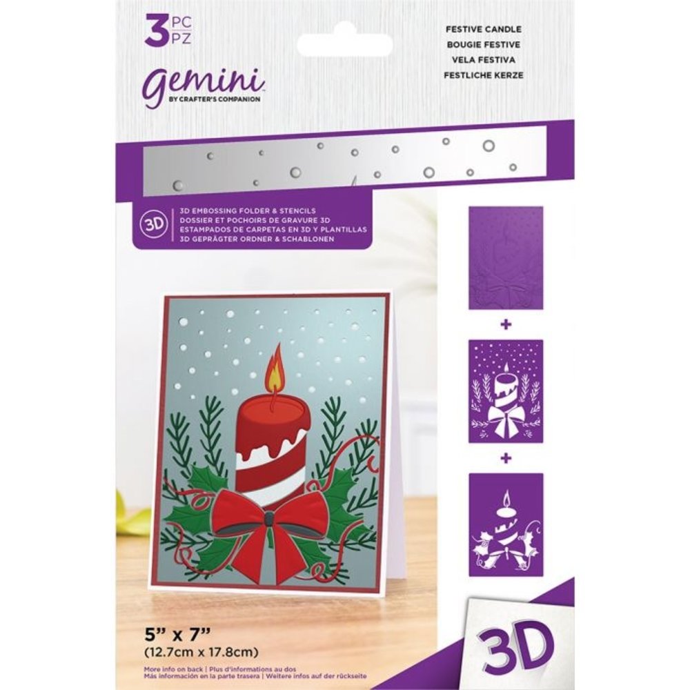 Festive Candle 3D Embossing Folder & Stencil (GEM-EF5-3D-FECA ...