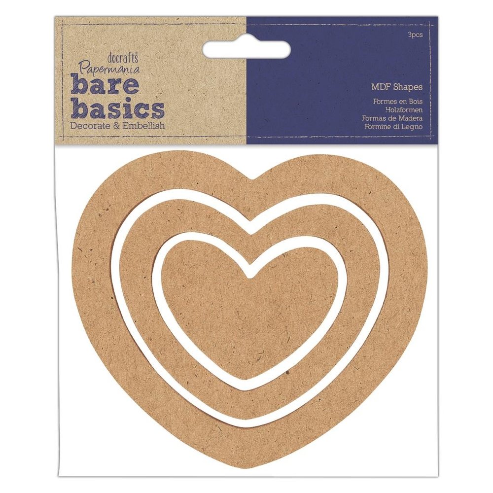 Bare Basics MDF Shapes Nesting Hearts (3pcs) (PMA 174567) - Craftlines B.V.