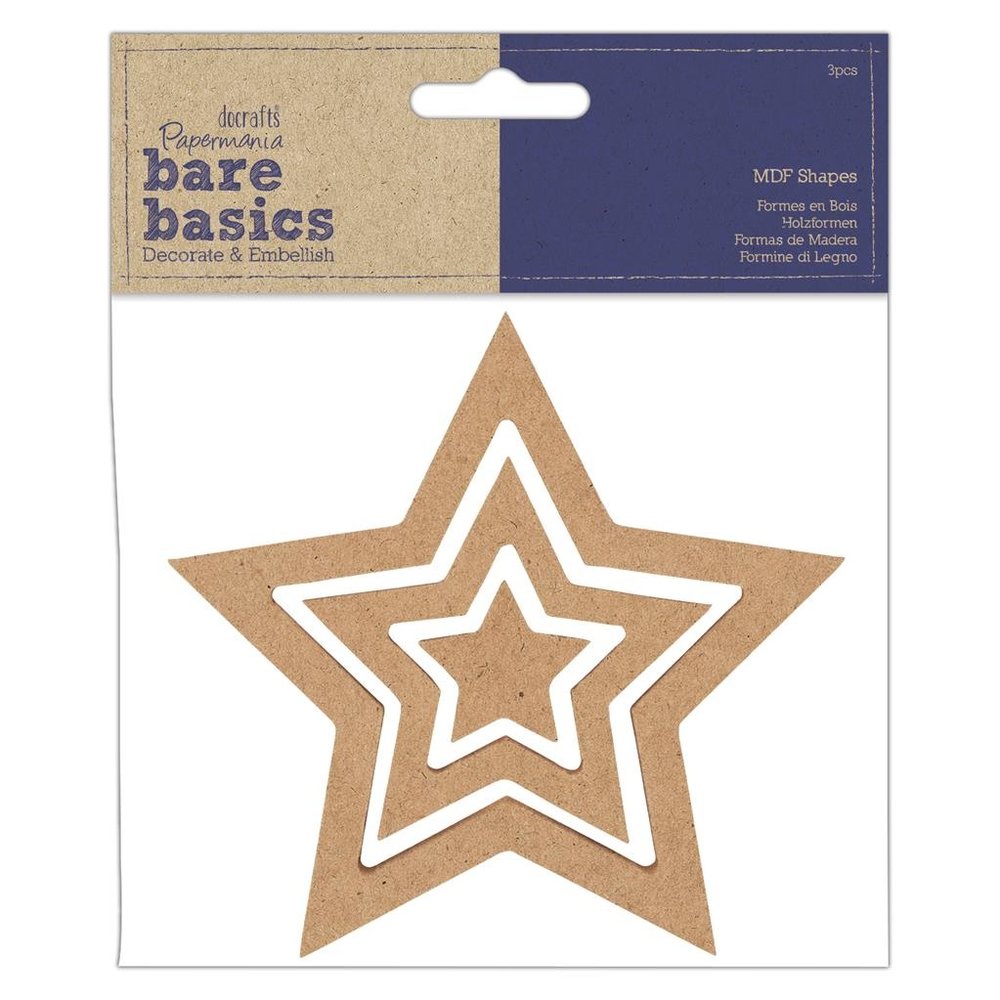 Bare Basics MDF Shapes Nesting Stars (3pcs) (PMA 174568) - Craftlines B.V.