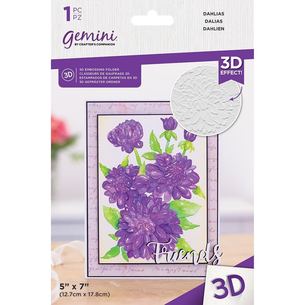 Dahlias 3D Embossing Folder (GEM-EF5-3D-DAHL) - Craftlines B.V.