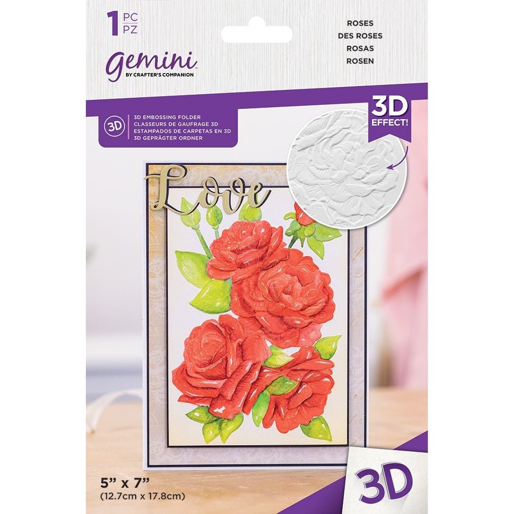Roses 3D Embossing Folder (GEM-EF5-3D-ROSE) - Craftlines B.V.