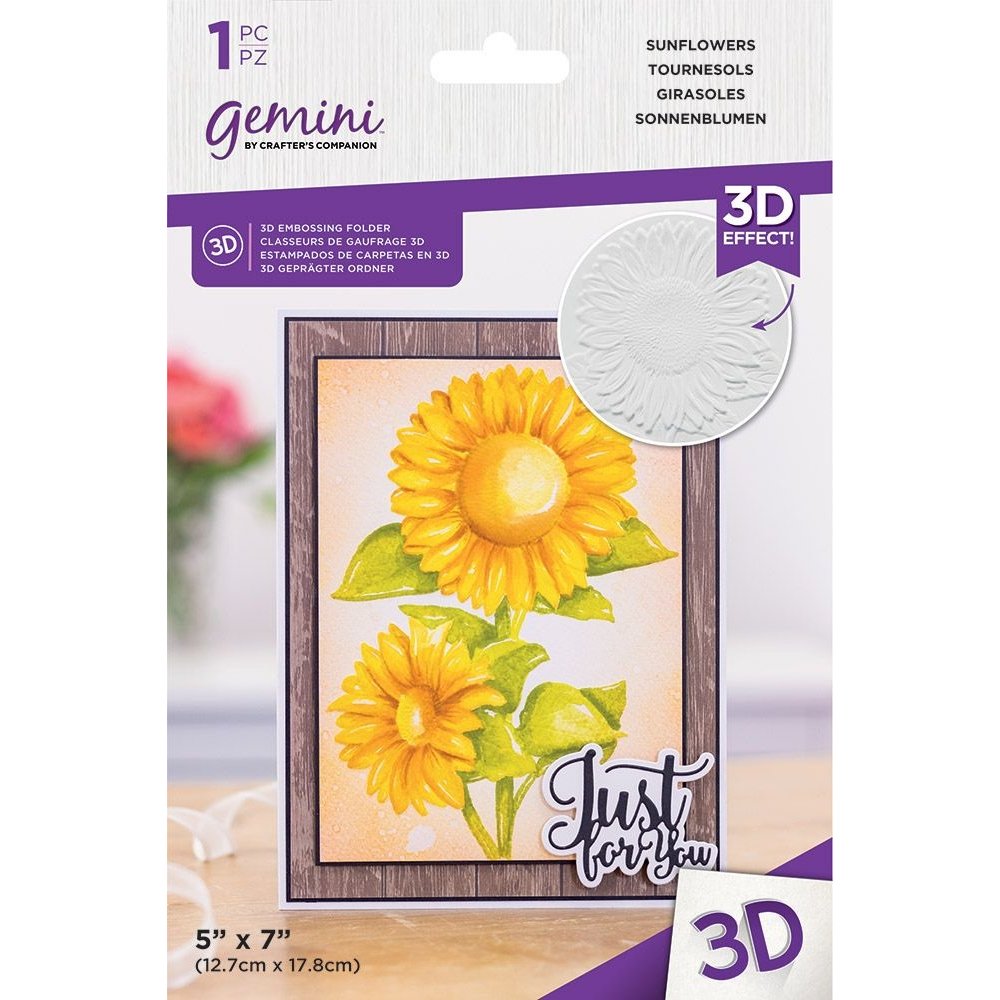 Sunflowers 3D Embossing Folder (GEM-EF5-3D-SUNF) - Craftlines B.V.