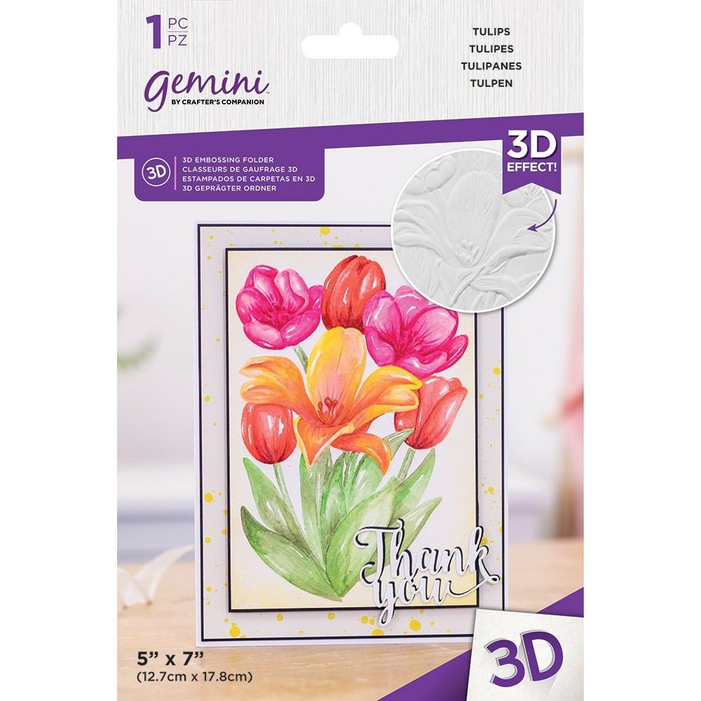 Tulips 3D Embossing Folder (GEM-EF5-3D-TULI) - Craftlines B.V.