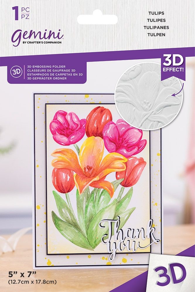 Tulips 3D Embossing Folder (GEM-EF5-3D-TULI) - Craftlines B.V.