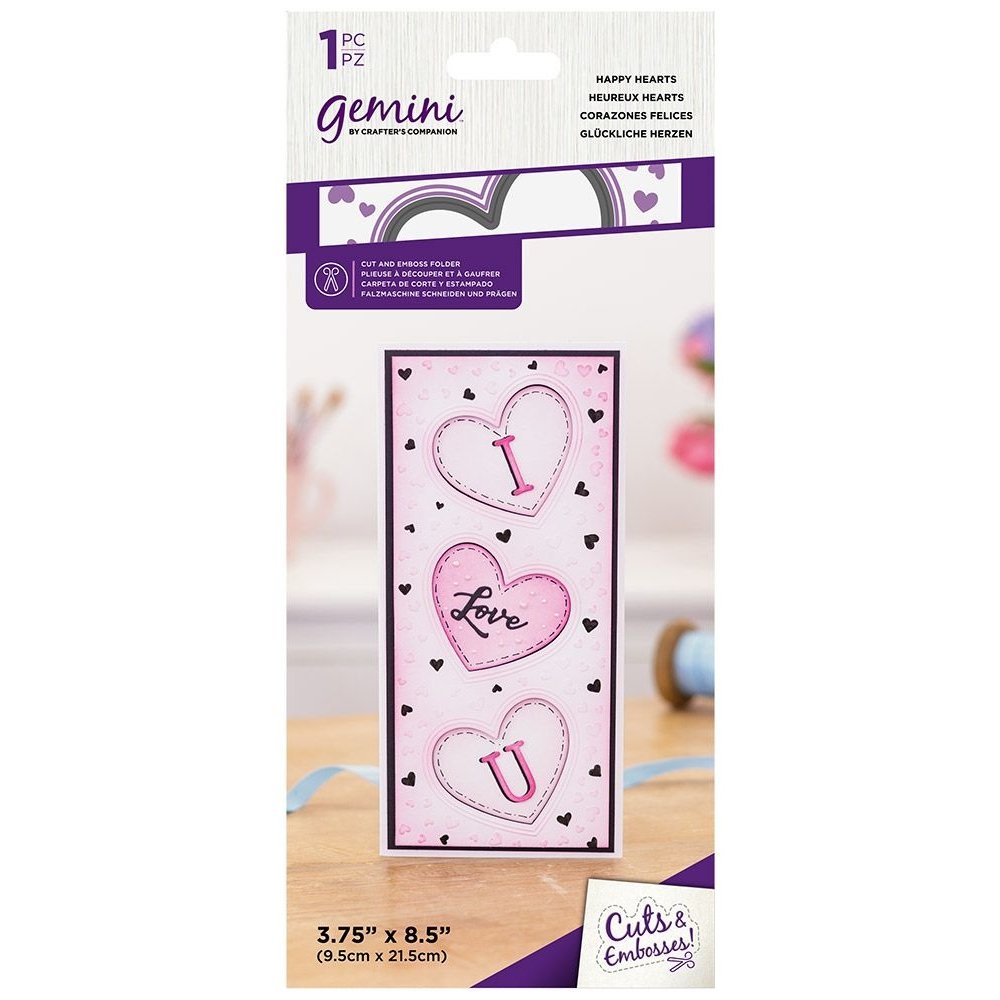 Happy Hearts Cut and Emboss Folder (GEM-CEF8.5-HHEA) - Craftlines B.V.