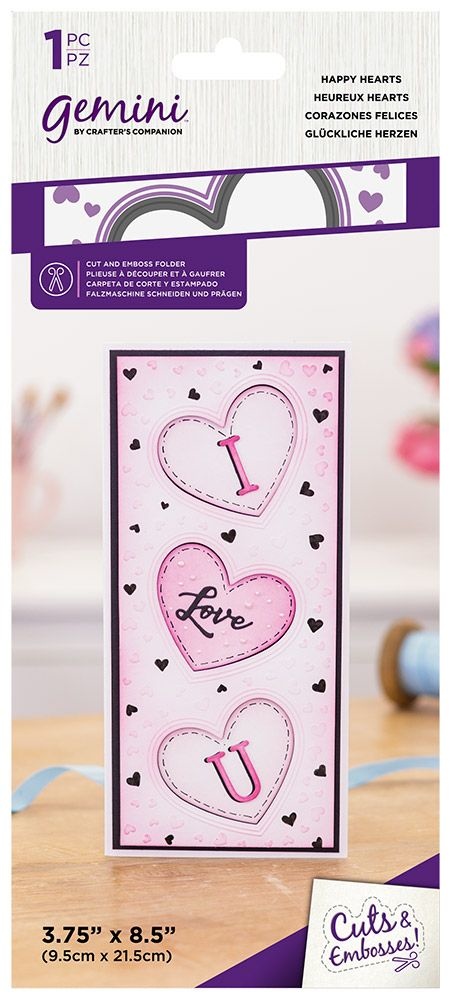 Happy Hearts Cut and Emboss Folder (GEM-CEF8.5-HHEA) - Craftlines B.V.