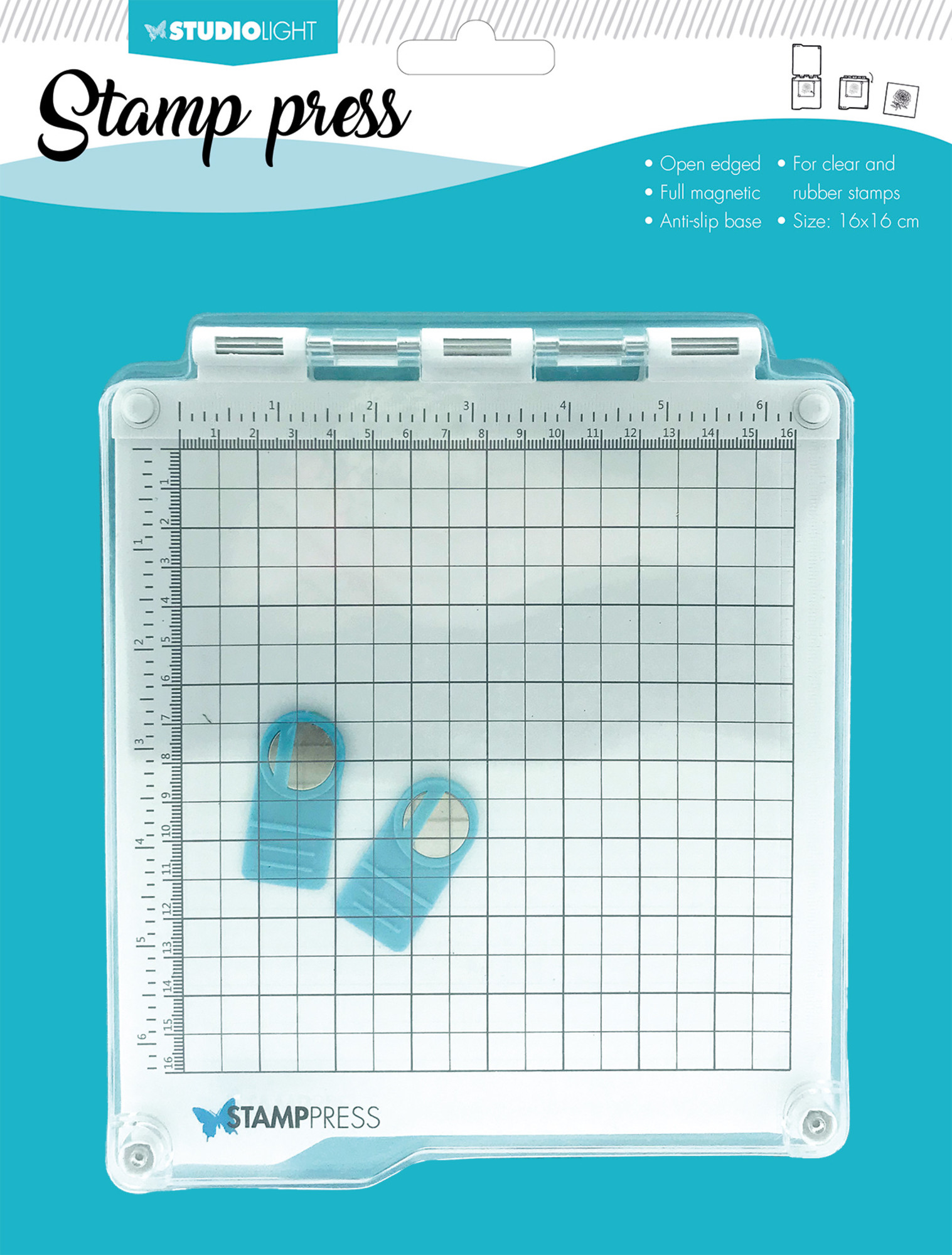 Stamp Press 6.3x6.3 Inch /w Magnets (SL-ES-SP01) - Craftlines B.V.