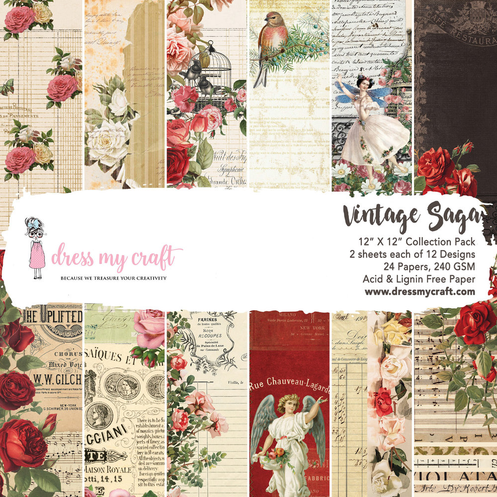 Vintage Saga 12x12 Inch Paper Pad (DMCP1882) - Craftlines B.V.