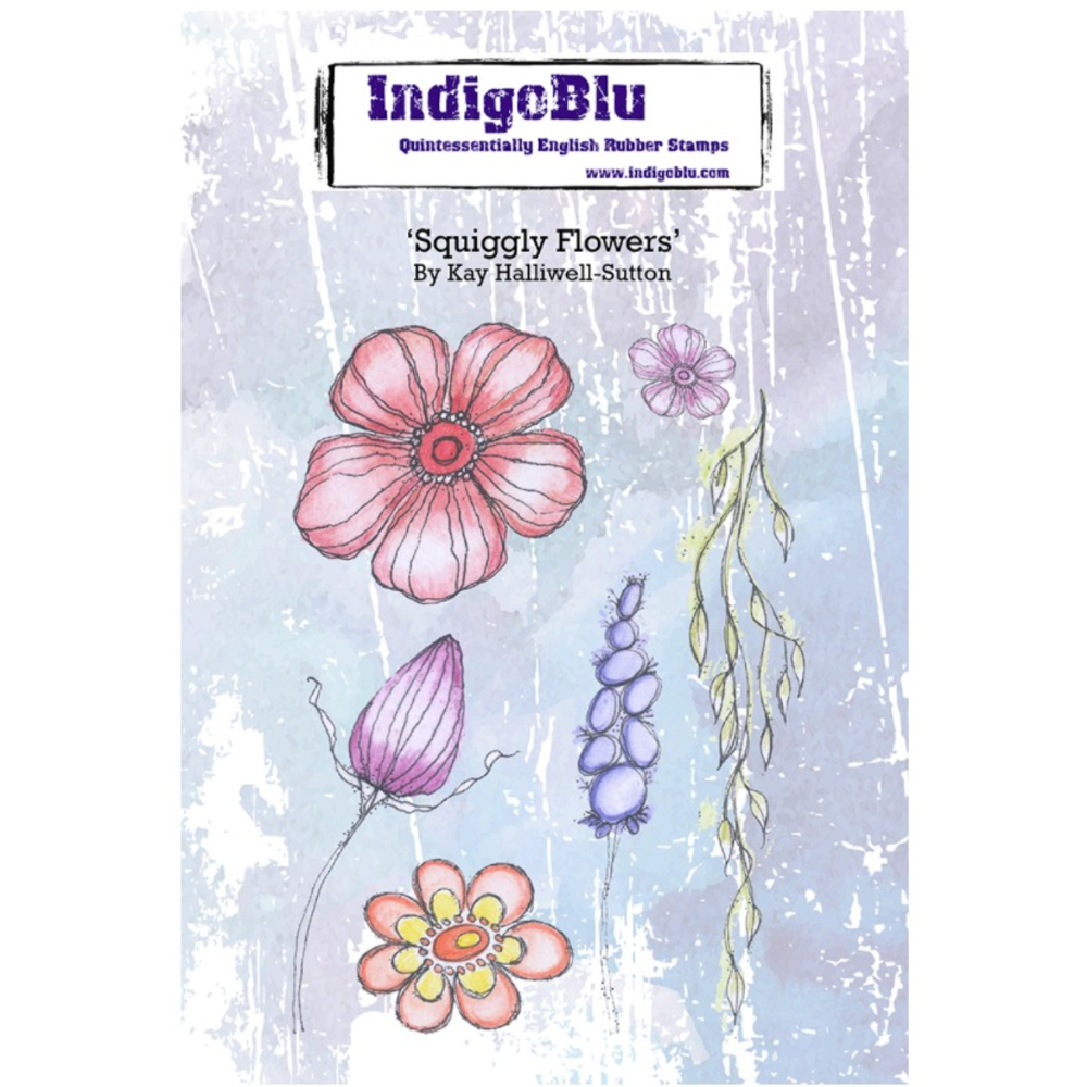 Squiggly Flowers A6 Rubber Stamps (IND0912) - Craftlines B.V.