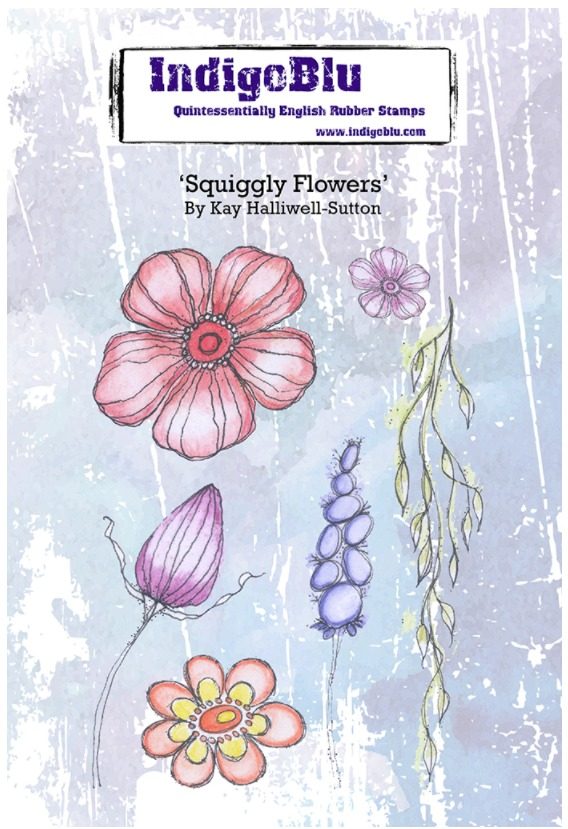 Squiggly Flowers A6 Rubber Stamps (IND0912) - Craftlines B.V.