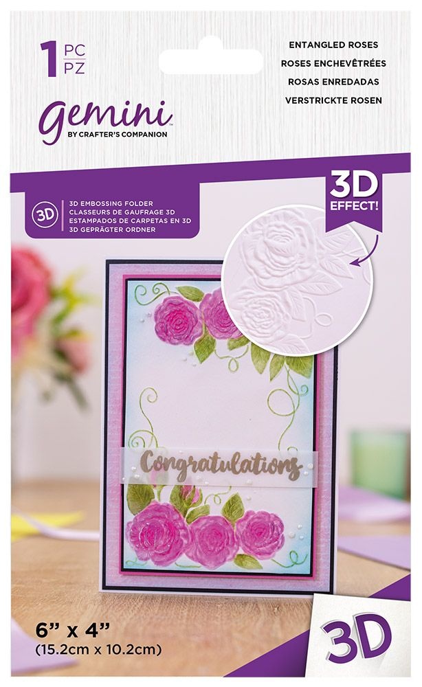 Entangled Roses 3D Embossing Folder (GEM-EF4-3D-ENRO) - Craftlines B.V.