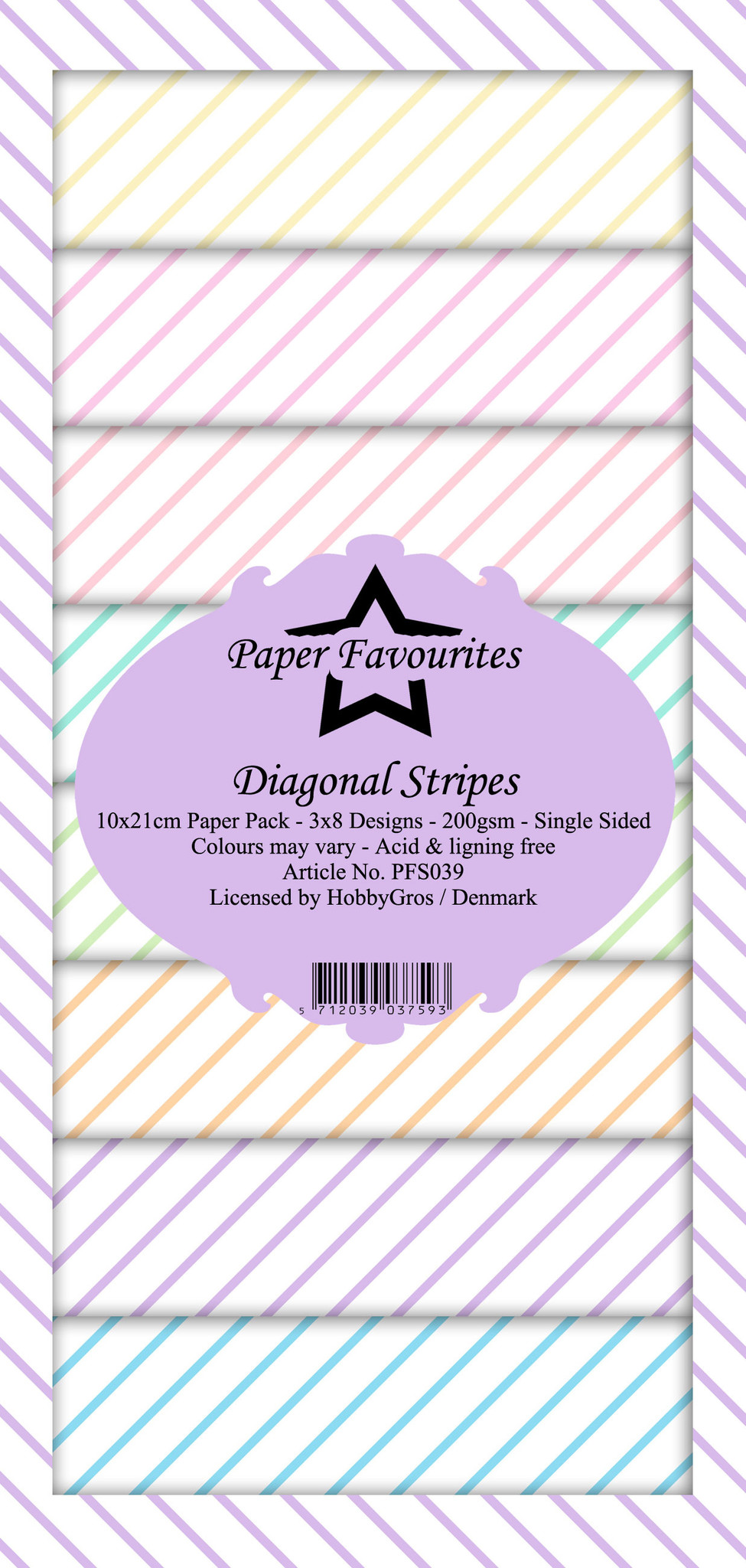 Diagonal Stripes Slim Paper Pack (PFS039) - Craftlines B.V.