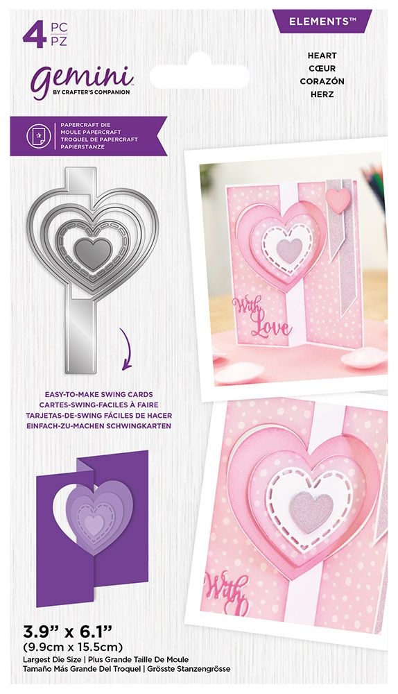 Swing Card Heart Elements Dies (GEM-MD-ELE-SC-HEA) - Craftlines B.V.