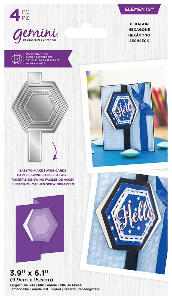 Swing Card Hexagon Elements Dies (GEM-MD-ELE-SC-HEX) - Craftlines B.V.