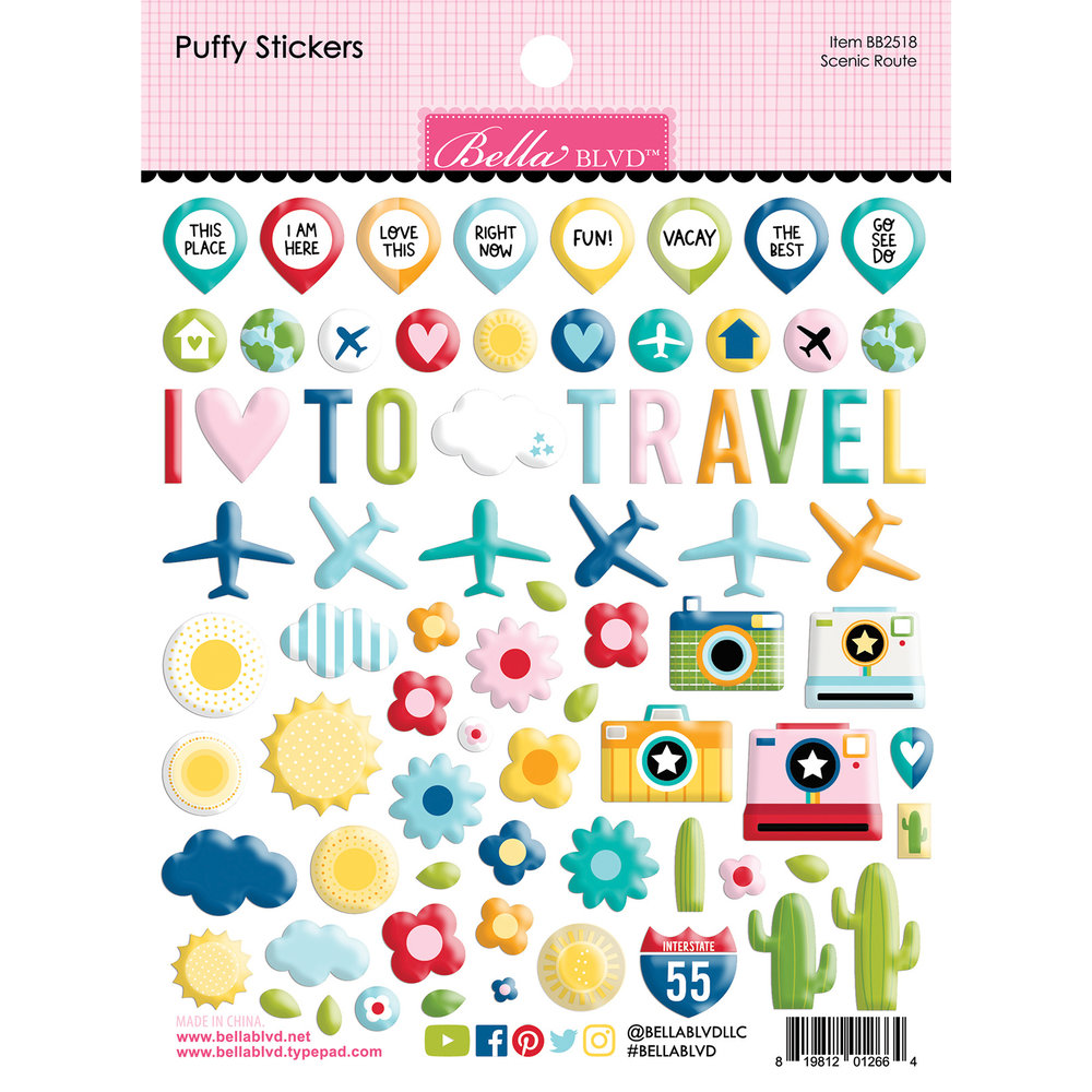 Scenic Route Puffy Stickers (BB2518) - Craftlines B.V.