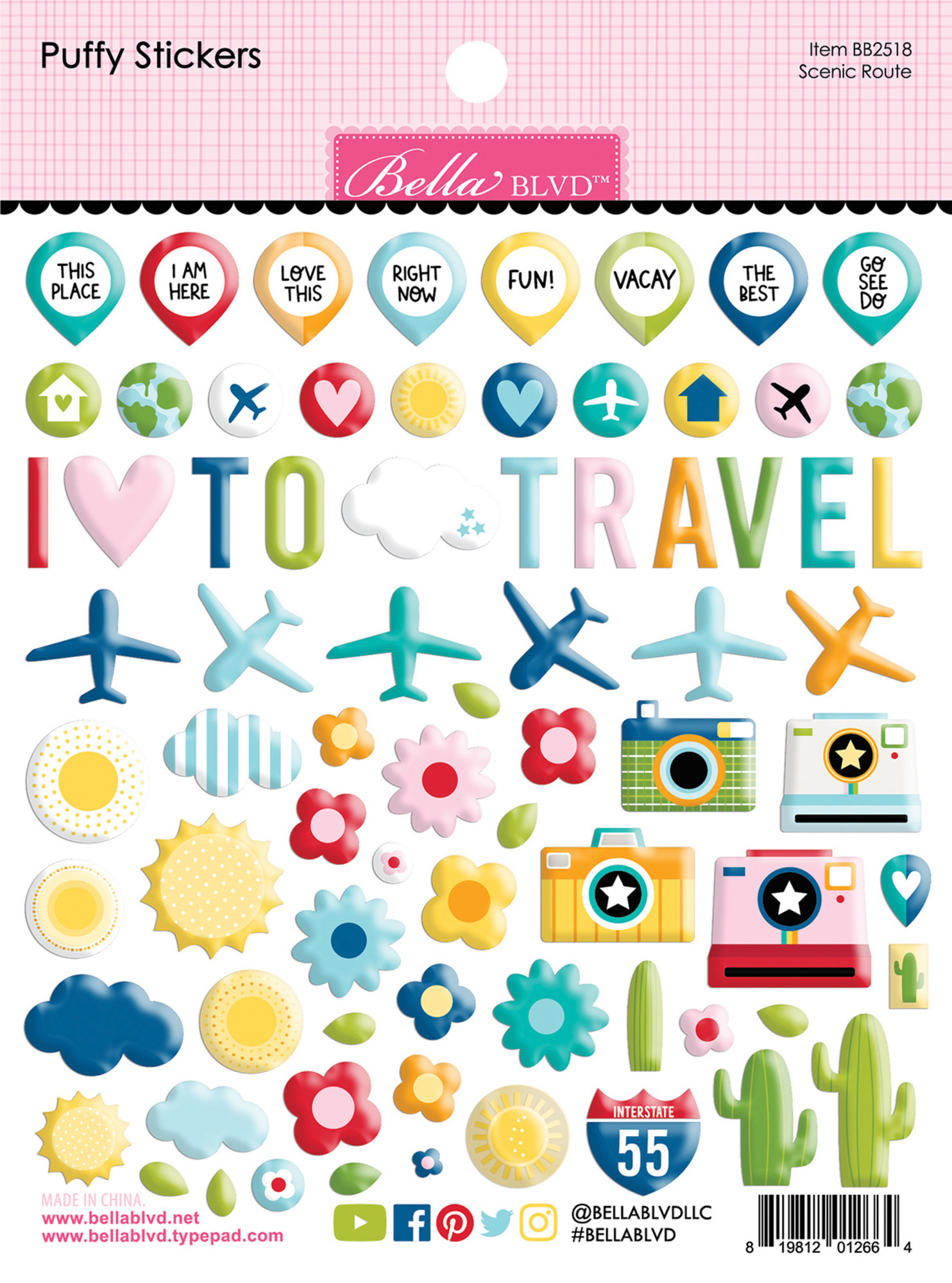 Scenic Route Puffy Stickers (BB2518) - Craftlines B.V.