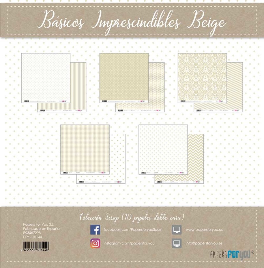 Basicos Imprescindibles Beige Scrap Paper Pack (10pcs) (PFY-10144 ...
