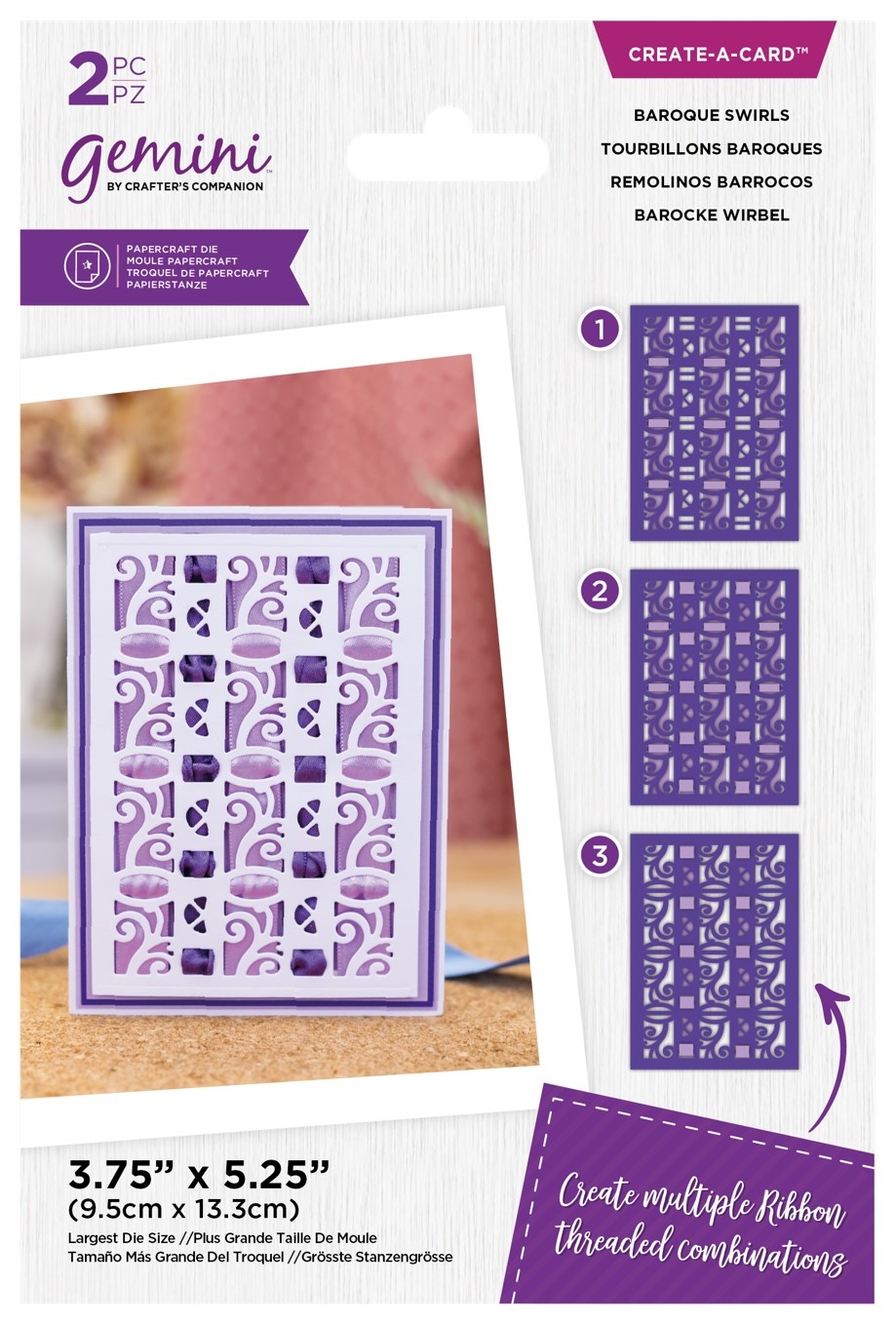 Ribbon Threading Baroque Swirls Create-a-Card Dies (GEM-MD-CAD-BASW ...