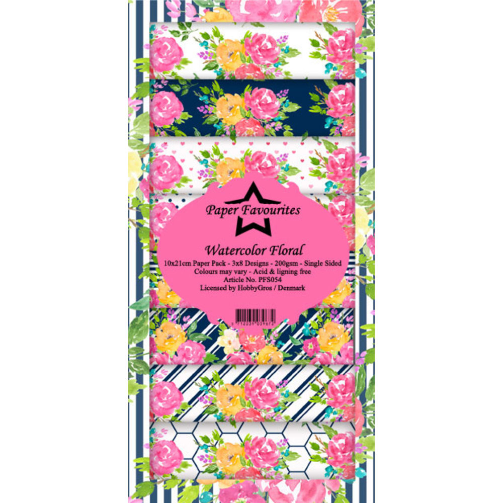 Watercolor Floral Slim Paper Pack (PFS054) - Craftlines B.V.