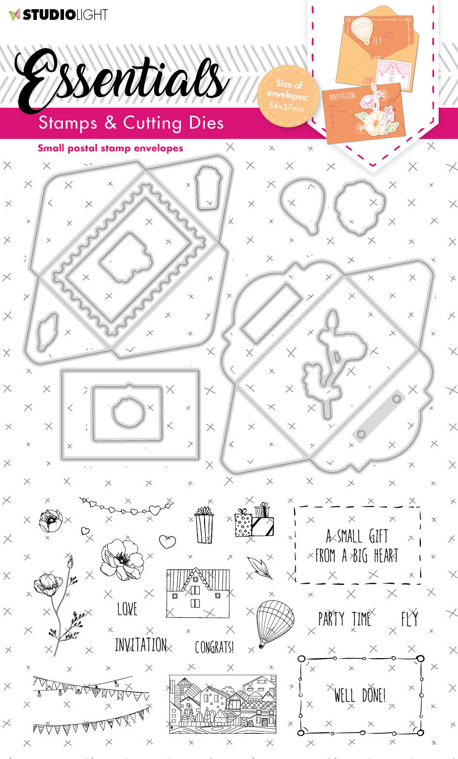 Small Postal Stamp Envelopes Stamp & Die (SL-ES-SCD14) - Craftlines B.V.