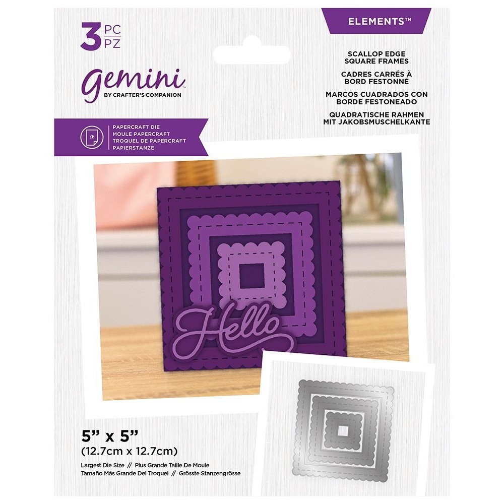 Nesting Frame Scallop Edge Square Frames Elements Dies (GEM-MD-ELE-SESQ) - Craftlines B.V.