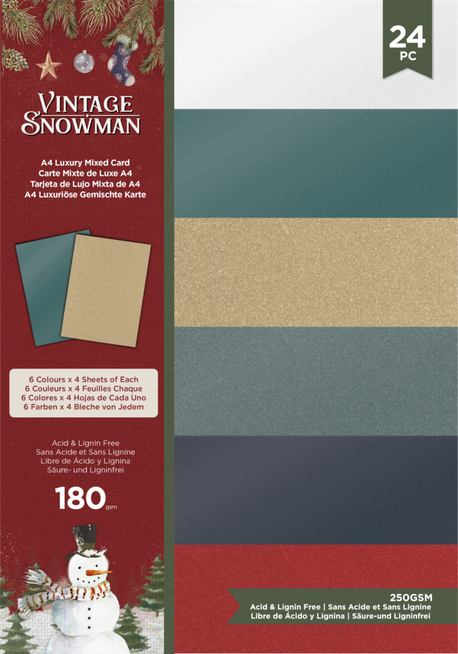Vintage Snowman A4 Luxury Mixed Cardstock Pack (VINSN-LMIXCARDA4 ...