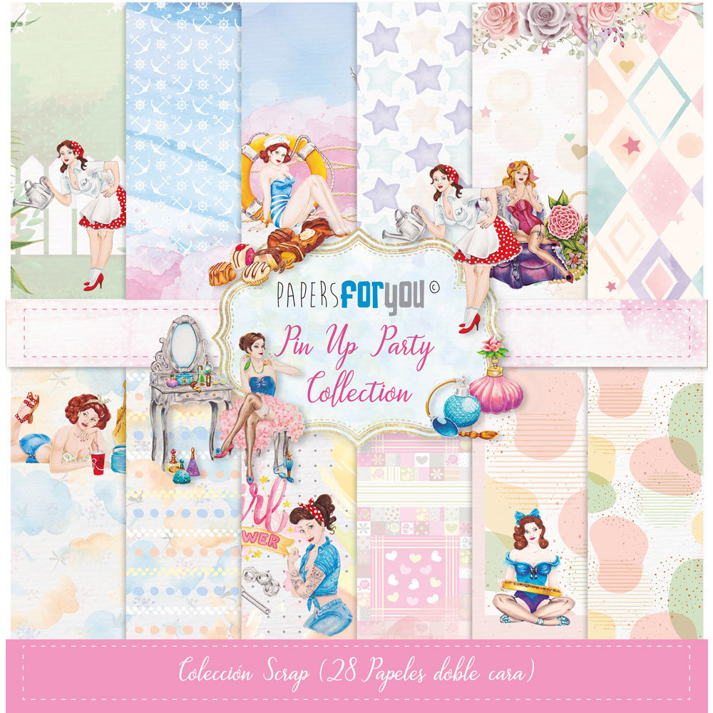 Pin Up Party Mini Scrap Paper Pack (28pcs) (PFY-10449) - Craftlines B.V.