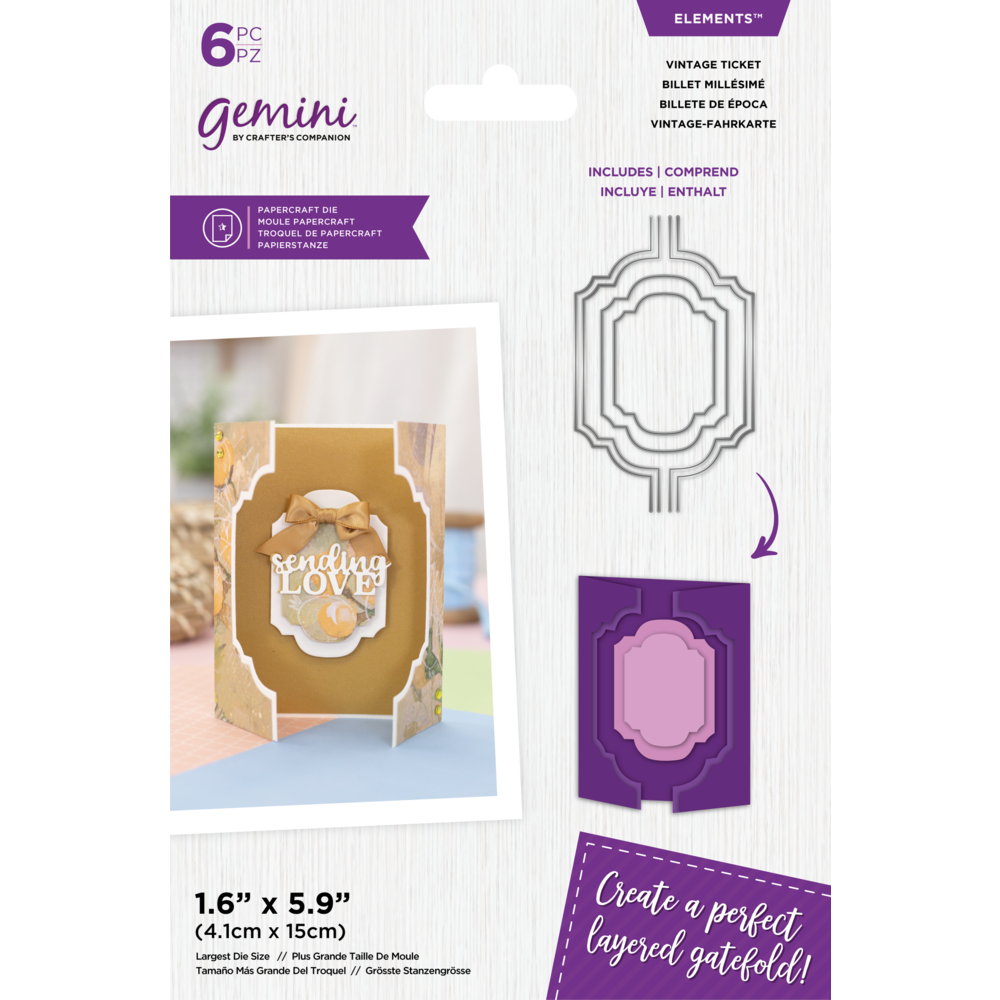 Layered Edge Gatefold Vintage Ticket Elements Dies (GEM-MD-ELE-VITI ...