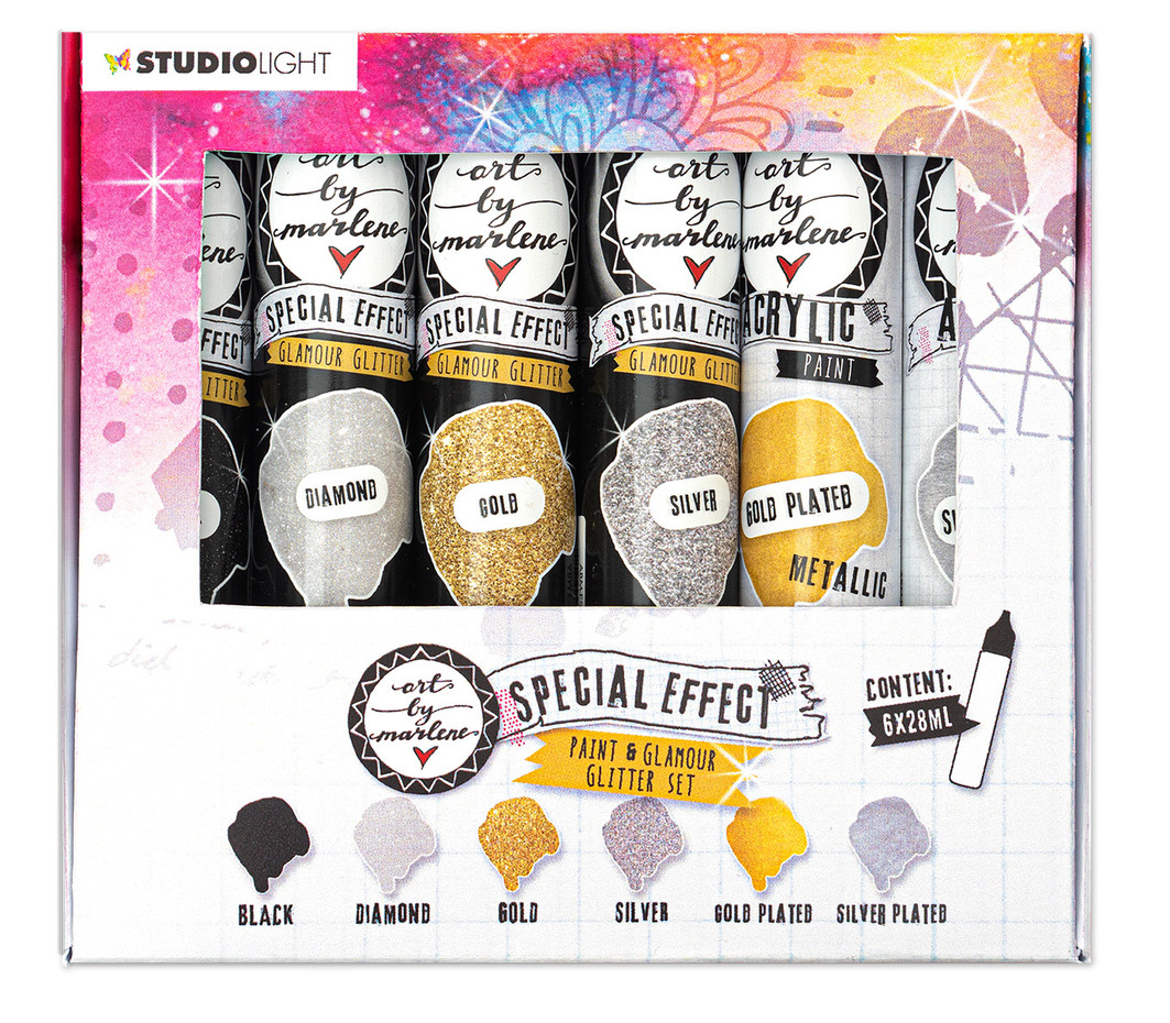Essentials Paint and Glamour Glitter Set Special Effect (6x28ml) (ABM ...