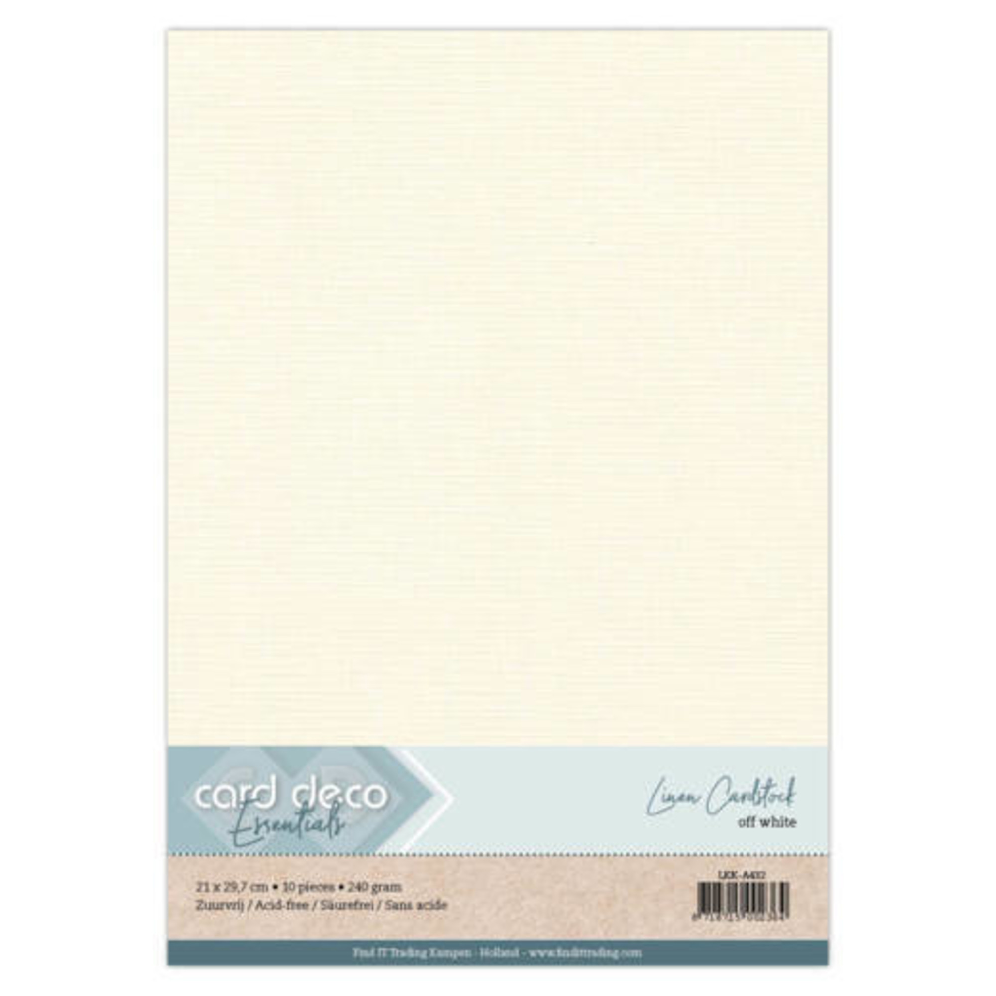 Card Deco Linen Cardstock A4 Off-white (10pcs) (LKK-A432) - Craftlines B.V.