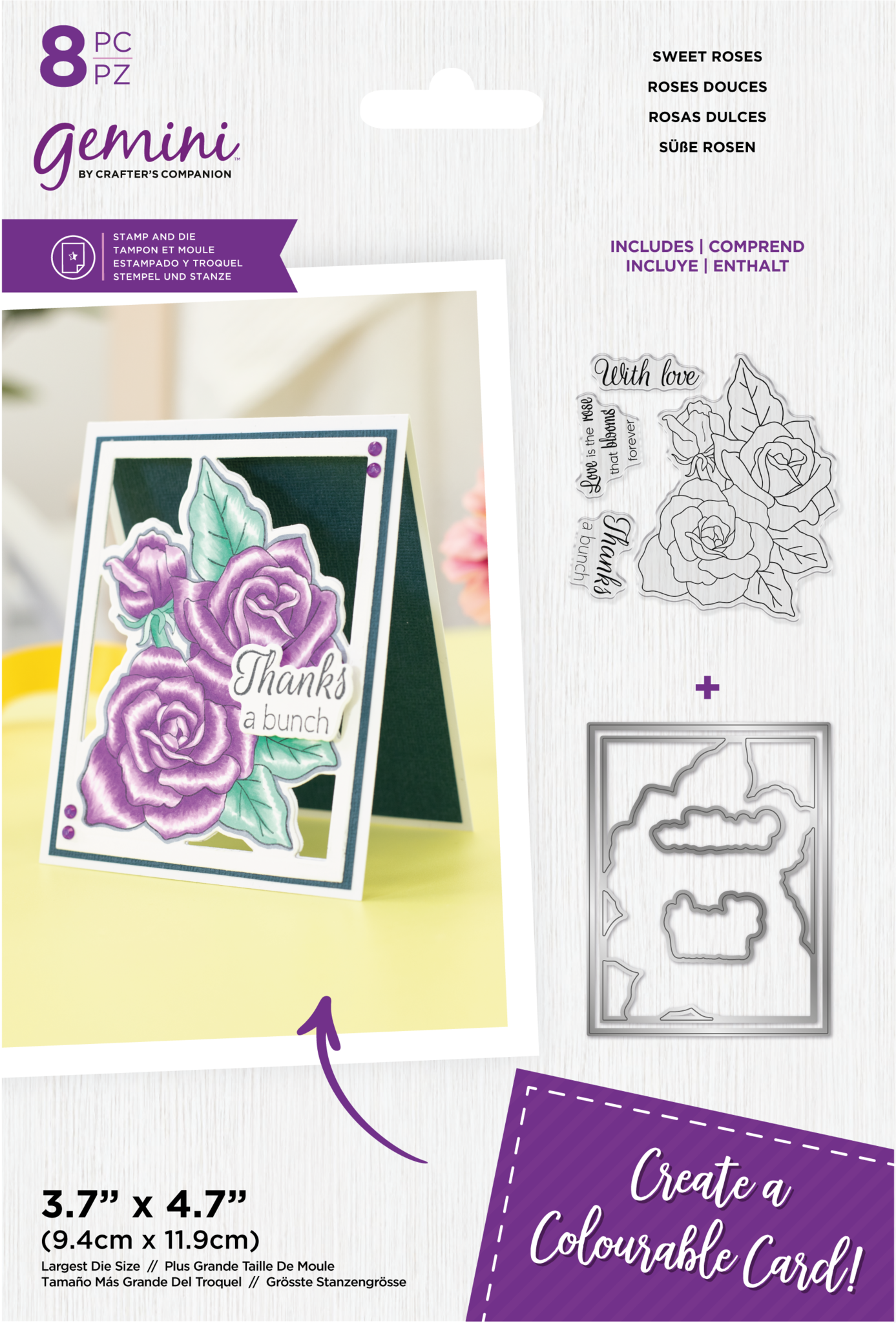 Colourable Create-a-Card Stamp & Die Sweet Roses (GEM-STD-SWRO ...
