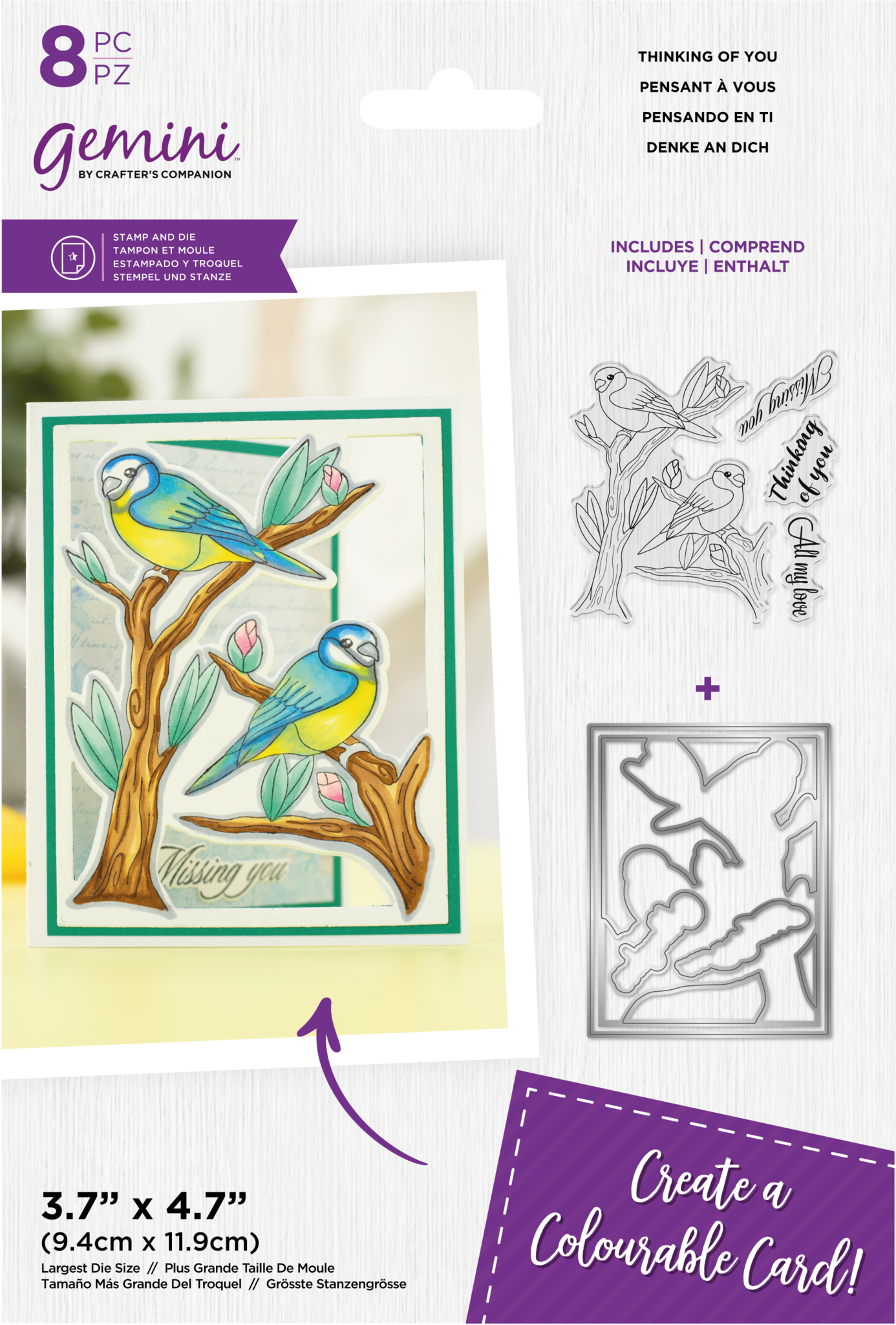 Colourable Create-a-Card Stamp & Die Thinking of You (GEM-STD-TOFY ...