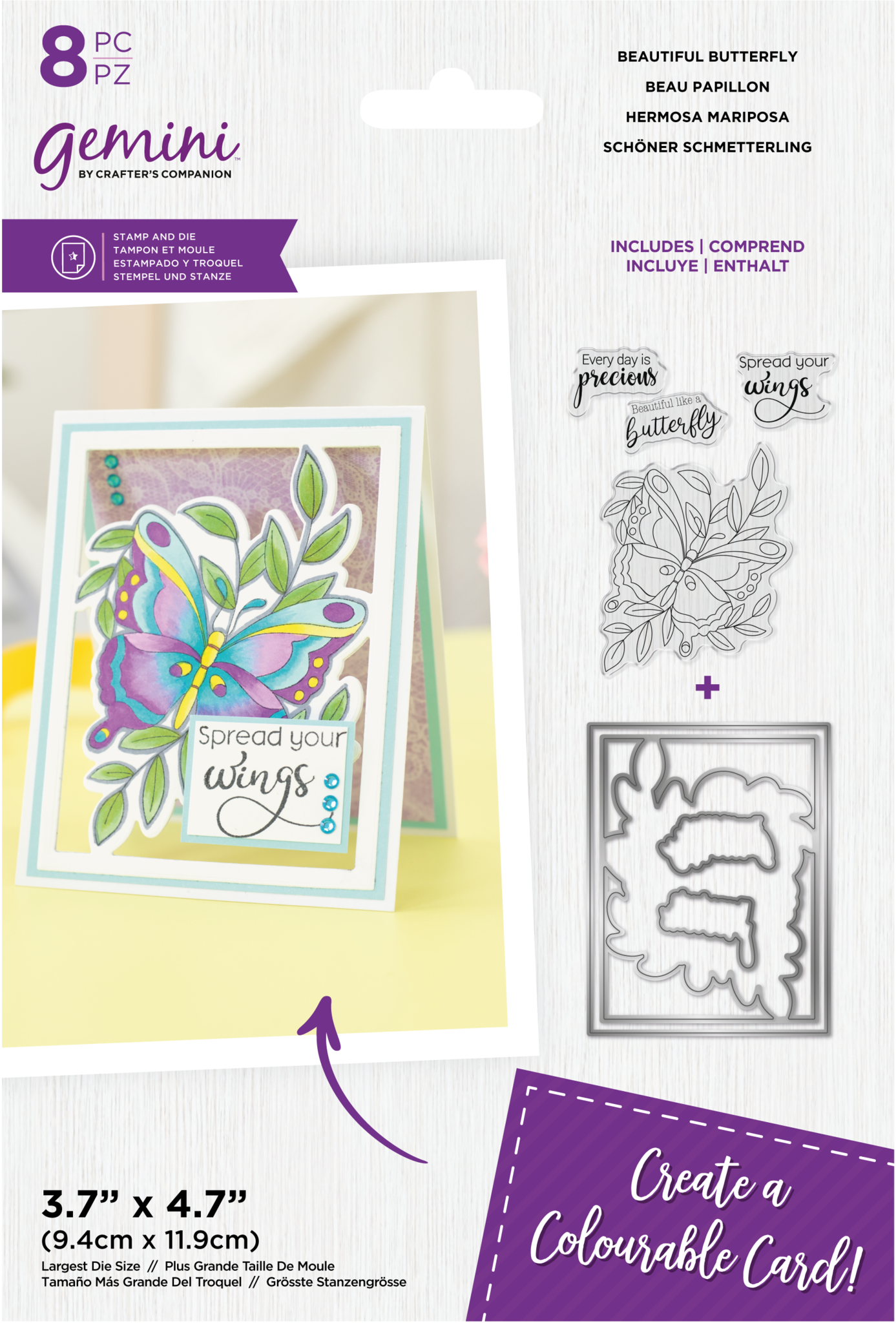 Colourable Create-a-Card Stamp & Die Beautiful Butterfly (GEM-STD-BEBUT ...