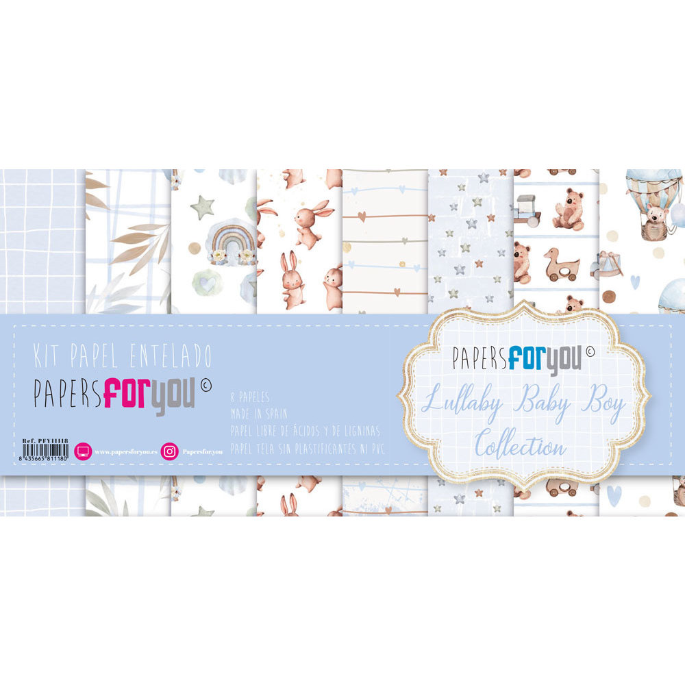 Lullaby Baby Boy Canvas Scrap Pack (8pcs) (PFY-11118) - Craftlines B.V.