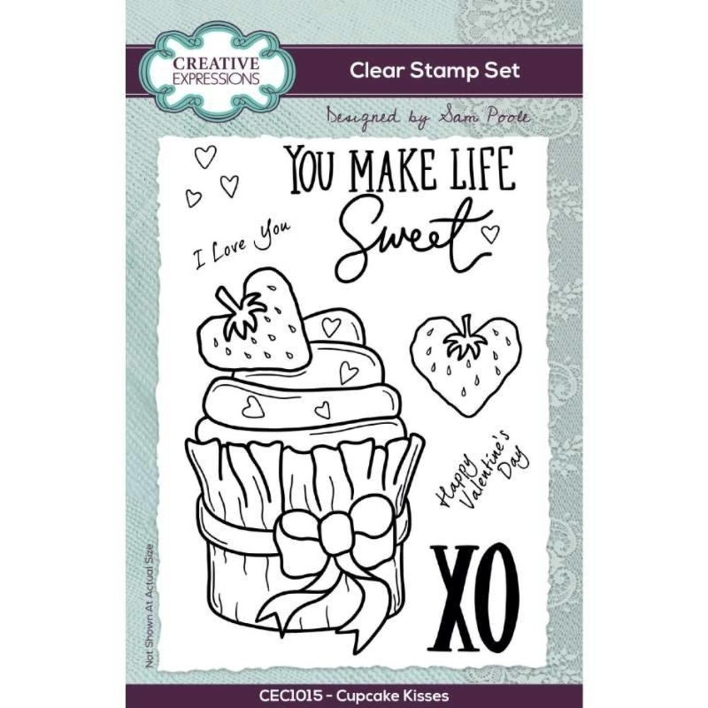 Sam Poole Clear Stamp A6 Cupcake Kisses (CEC1015) - Craftlines B.V.