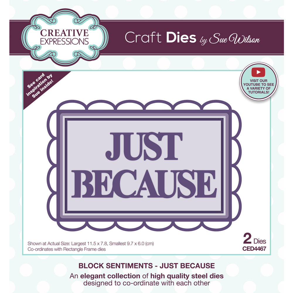 Sue Wilson Craft Die Block Sentiments Just Because (CED4467 ...