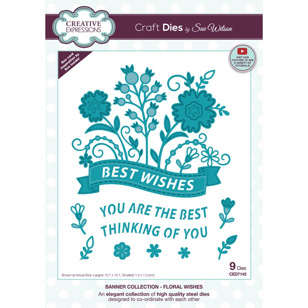 Sue Wilson Craft Die Floral Wishes Banner (CED7143) - Craftlines B.V.