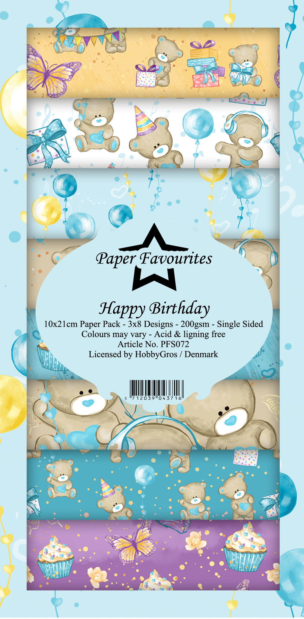 Happy Birthday Slim Paper Pack (PFS072) - Craftlines B.V.