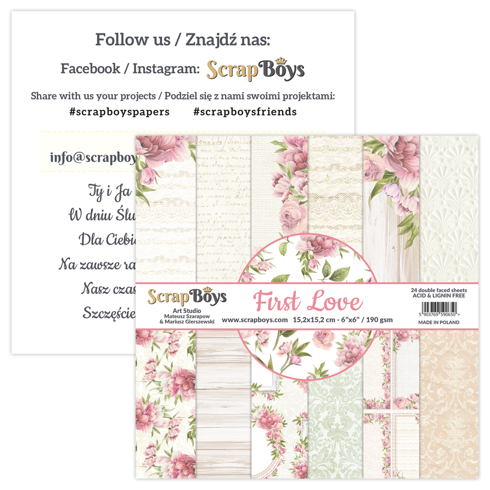 First Love 6x6 Inch Paper Pad (FILO-09) - Craftlines B.V.