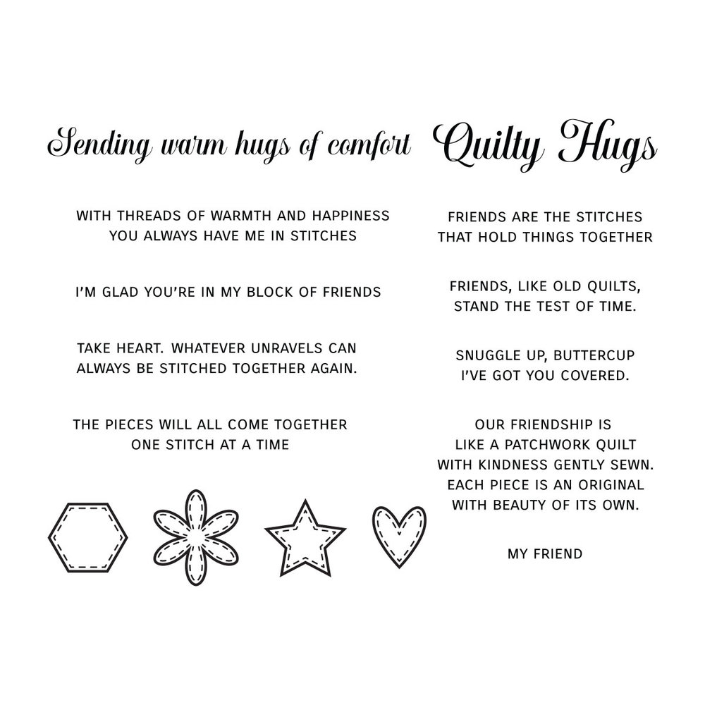 Quilty Hugs Sentiments Clear Stamp (STP-156) - Craftlines B.V.