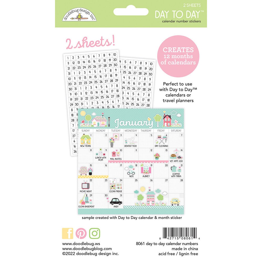 Day to Day Calendar Numbers Stickers (8061) - Craftlines B.V.