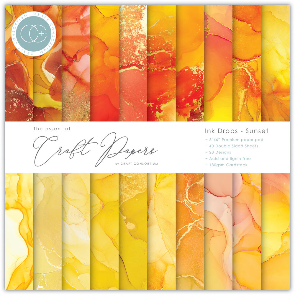 Essential Craft Papers 6x6 Inch Paper Pad Ink Drops Sunset (CCEPAD024B ...