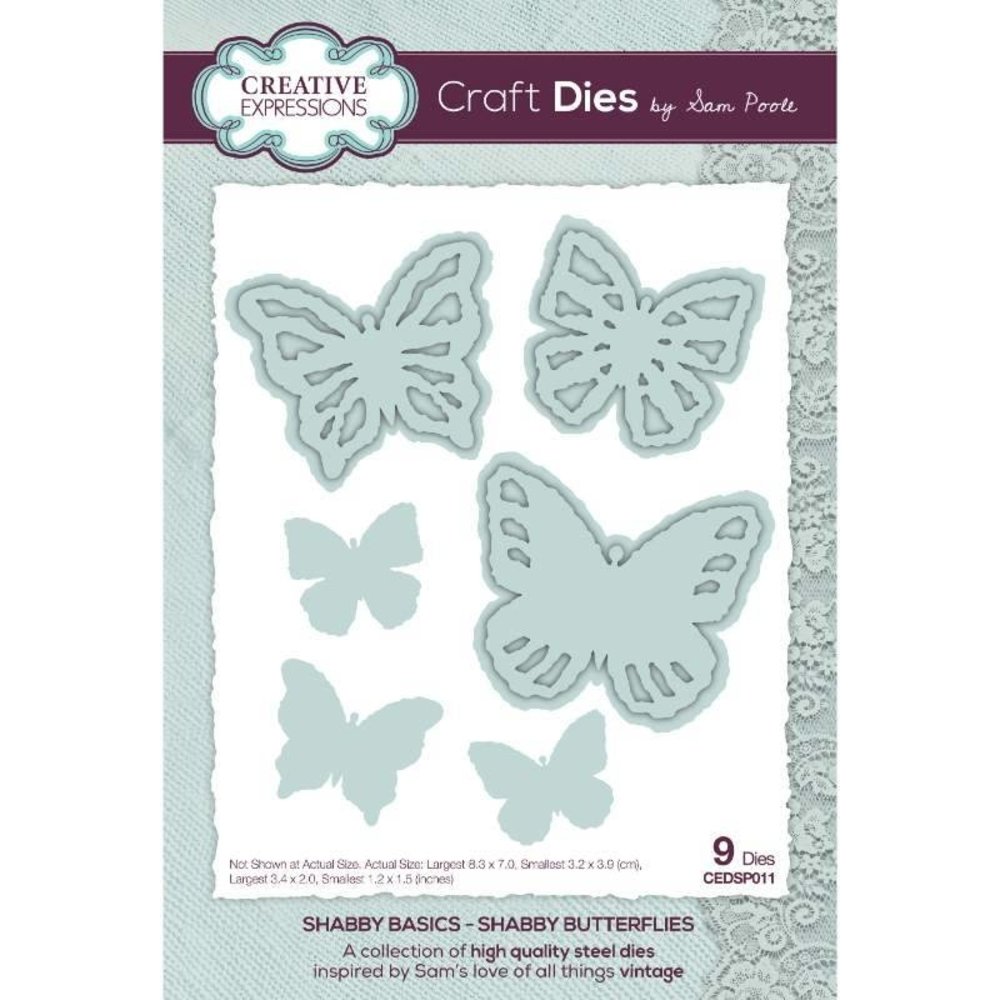 Sam Poole Craft Die Shabby Basics Shabby Butterflies (CEDSP011 ...