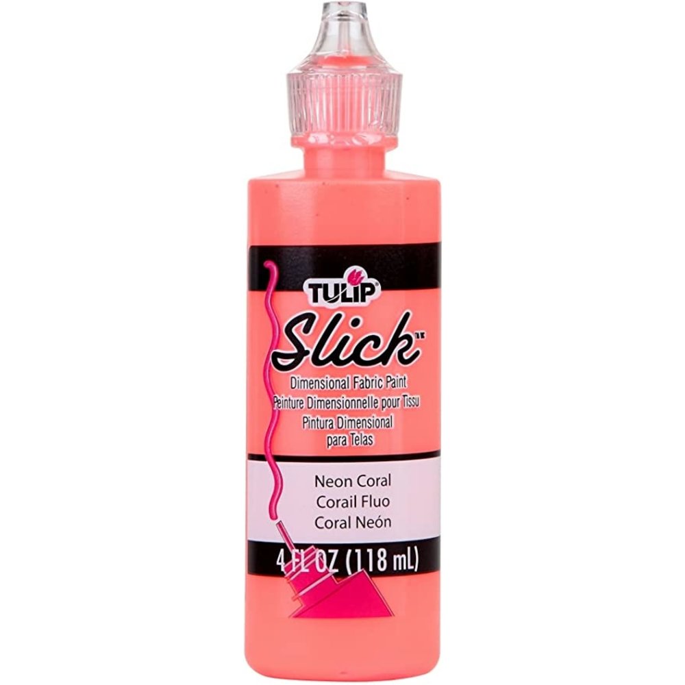 Slick Dimensional Fabric Paint Neon Coral 4 fl oz (30712) - Craftlines B.V.