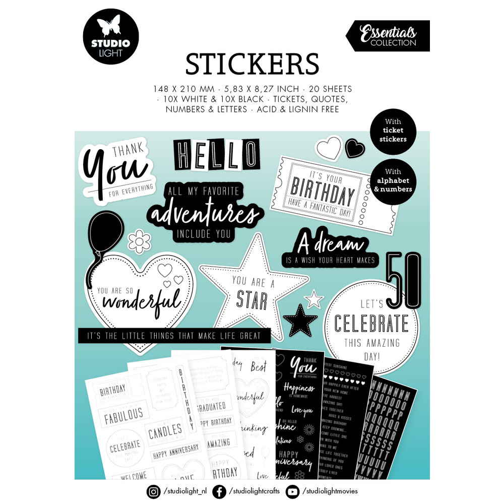 Sentiments Essentials Stickers (SL-ES-STIC06) - Craftlines B.V.
