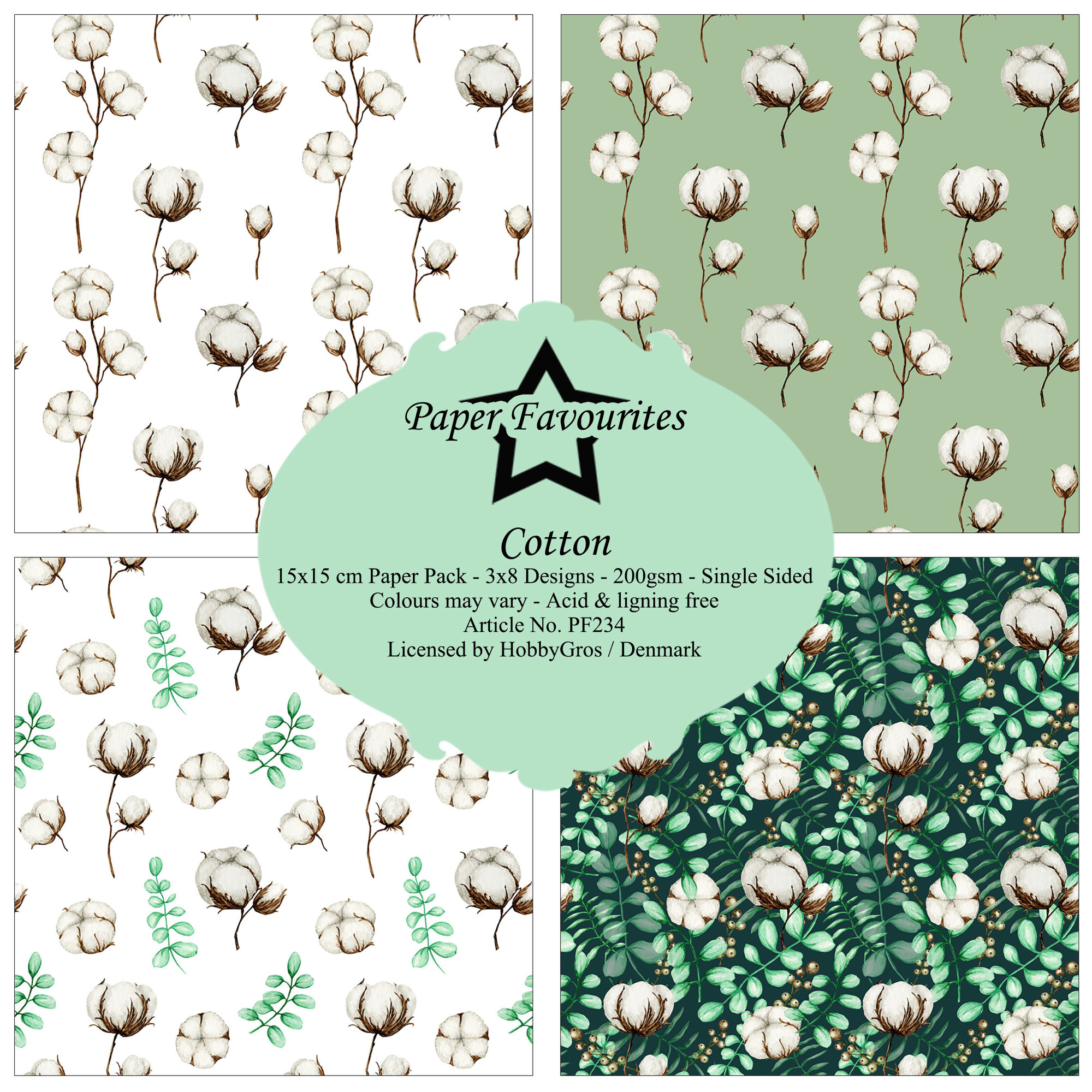 Cotton 6x6 Inch Paper Pack (PF234) - Craftlines B.V.