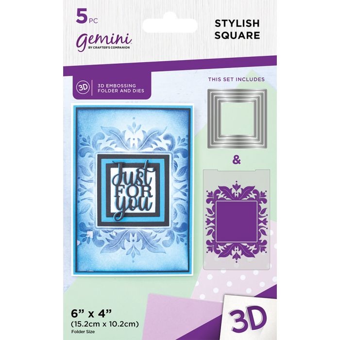 3D Embossing Folder and Nesting Dies Stylish Square (GEM-EFD-3D-STSQ ...